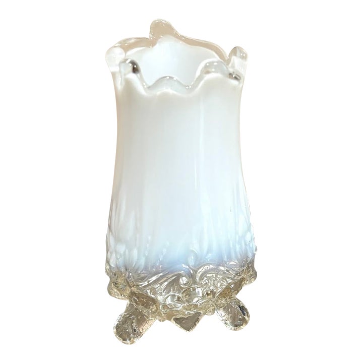 Piasa Bird White Midcentury Volcano Glass Vase | Chairish