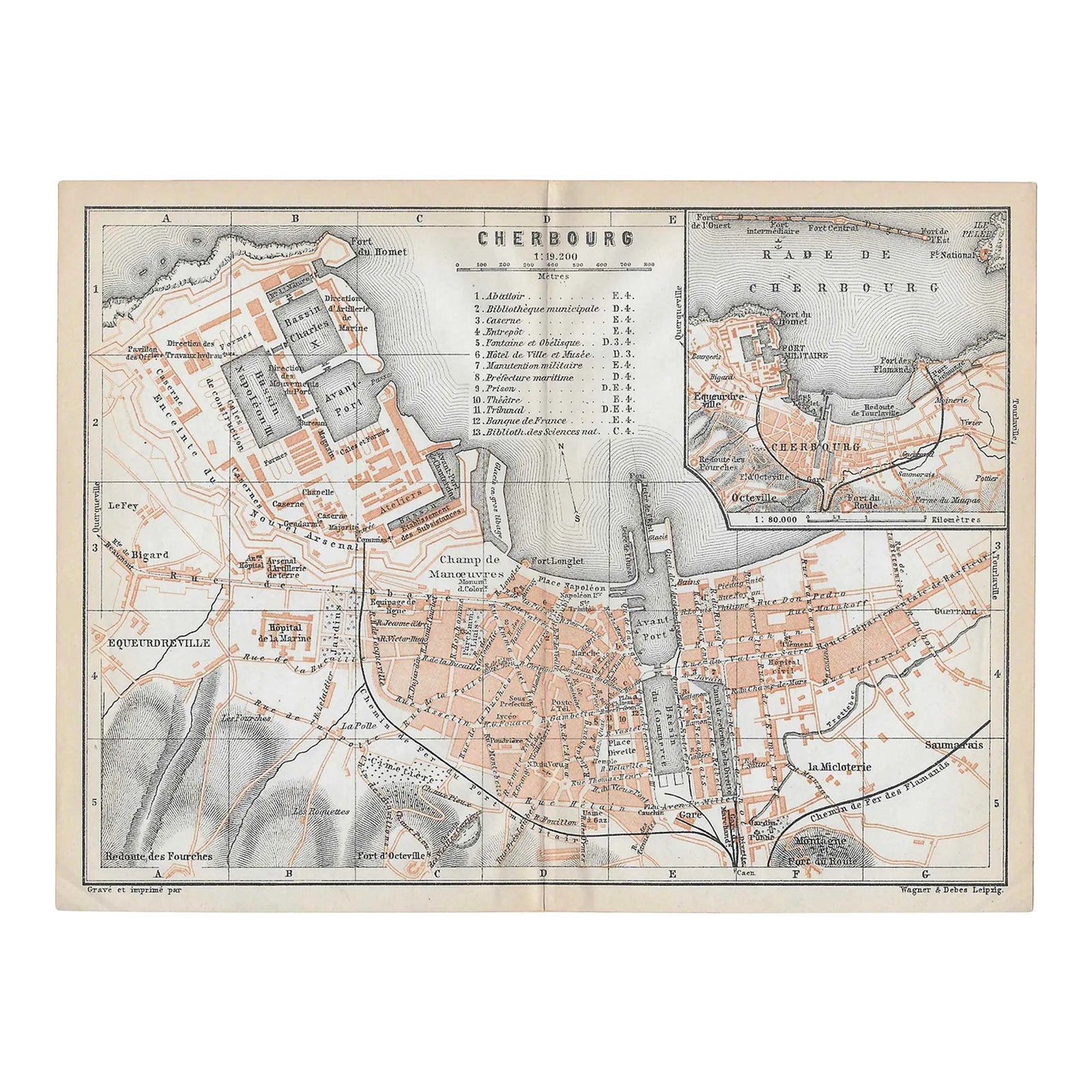 Antique Map of Cherbourg France | Chairish