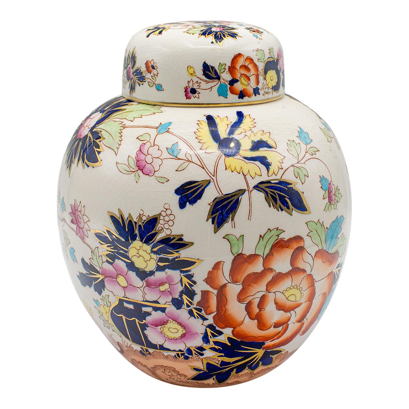 1930's Vintage English Ceramic Ginger Jar | Chairish