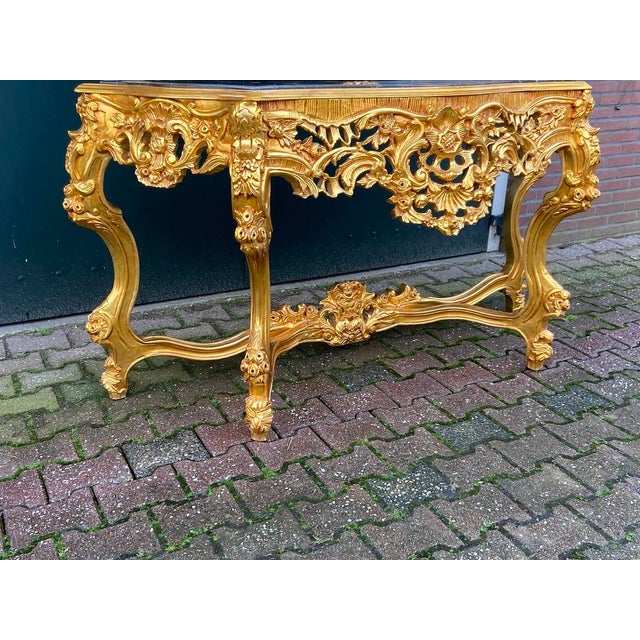 Late 20th Century Baroque / Rococo Style Console Table With Mirror Set ...