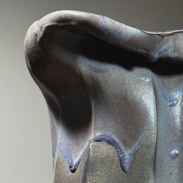 Vintage George Ohr Style Abstract Expressionist Raku Drip Glazed Vase ...