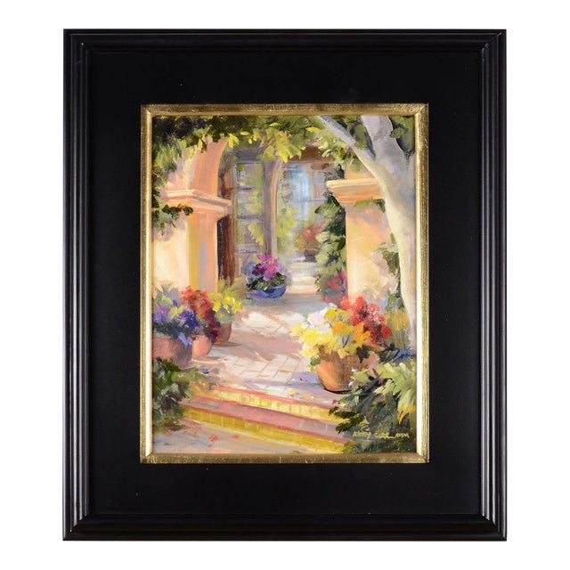 Betty Carr Garden Entrance Oil Painting on Board | Chairish