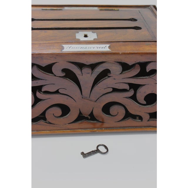 Edwardian Butler's Mail Box Fretwork Wood and Mother of Pearl Accents ...
