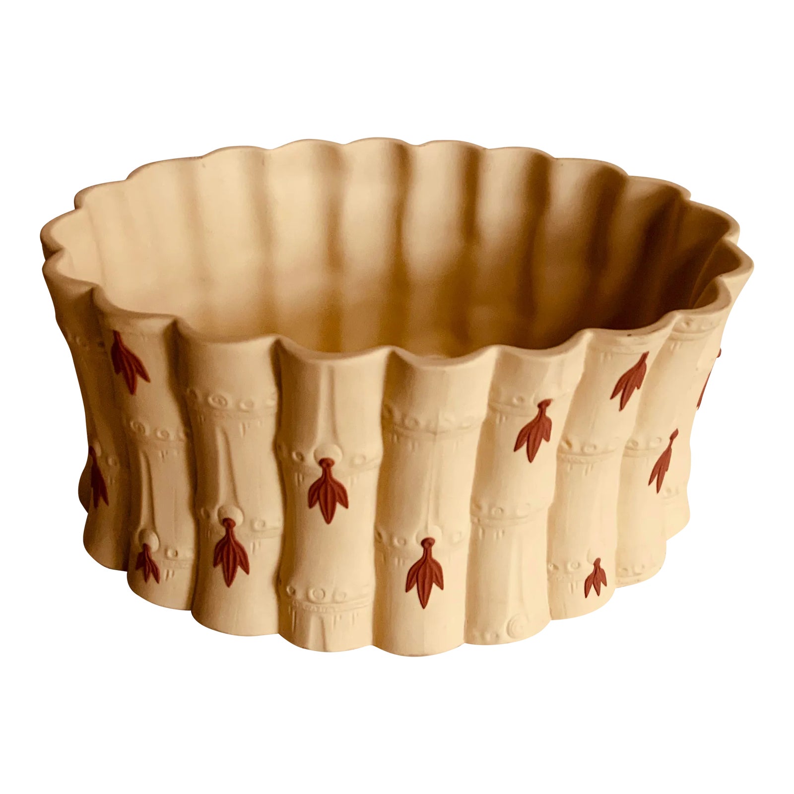 1920s Wedgwood Cane Ware With Terracotta Large Cache Pot | Chairish