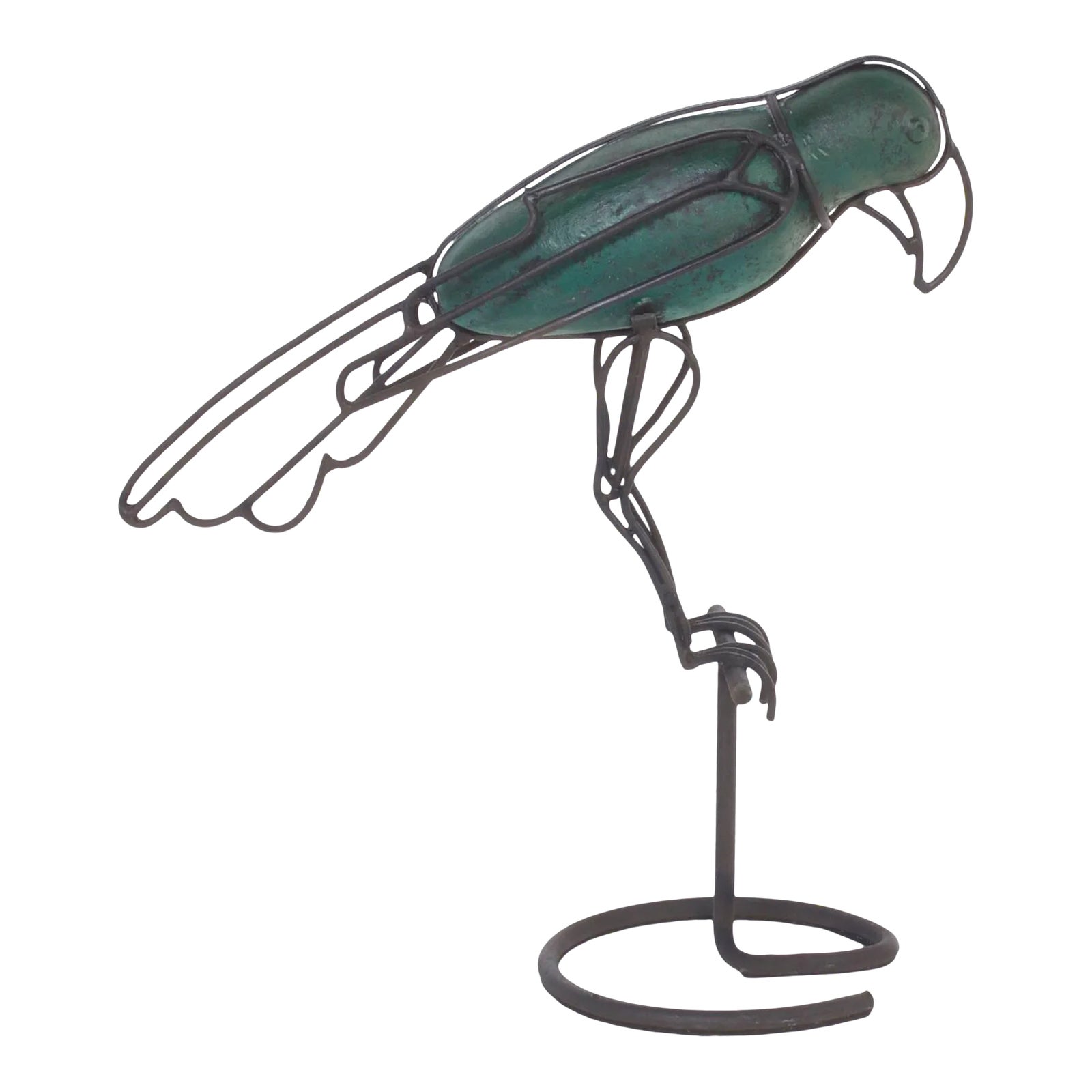 Mid-Century Modern Metal Parrot Form Sculpture | Chairish