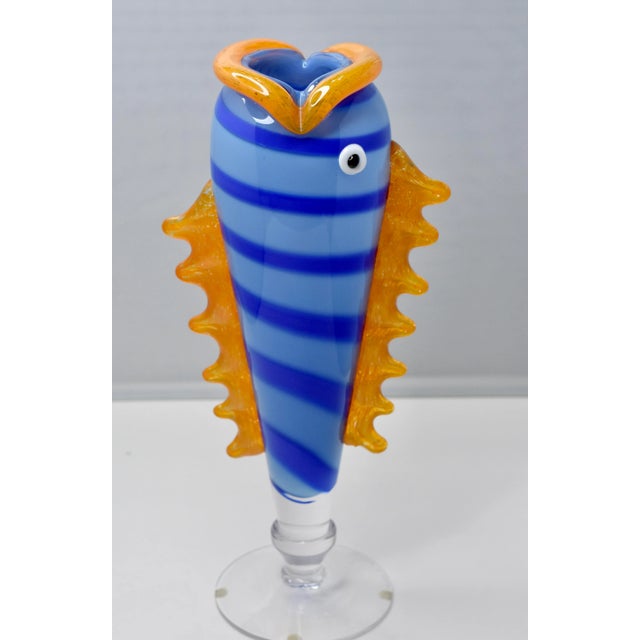 Swedish Orange & Blue Fish by Anna Örnberg Strömbergshyttan 1980s Art ...