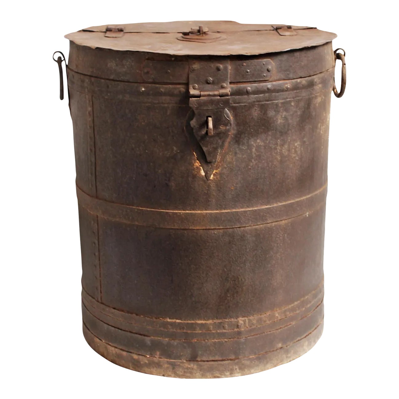 Antique Industrial Iron Grain Canister | Chairish