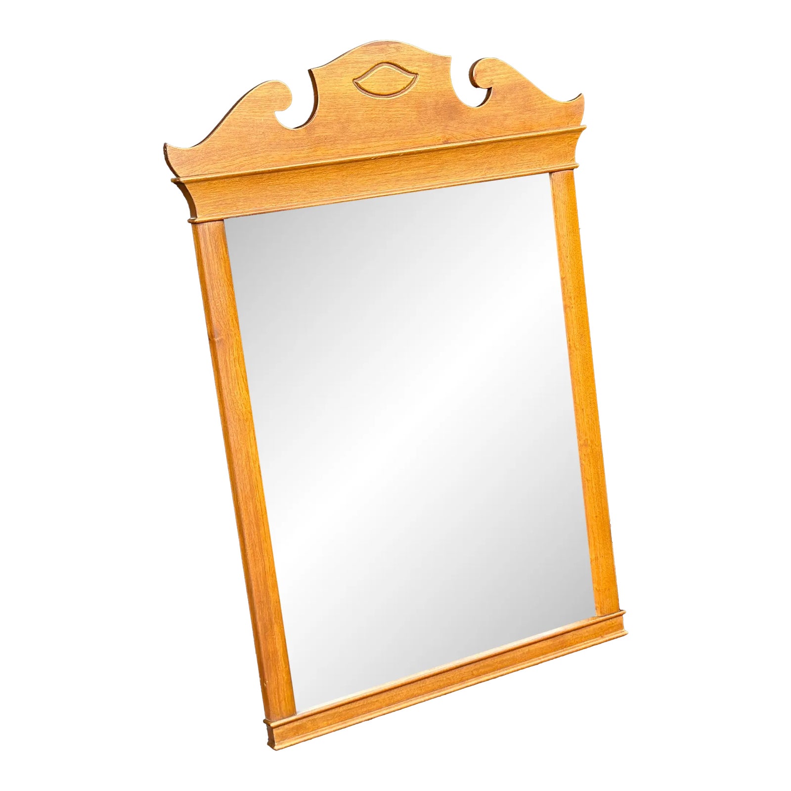 Vintage 1950’s Rustic Solid Maple Framed Wall Mirror With Decorative ...