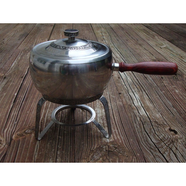 Antique Greek Key Stainless Steel Pot | Chairish