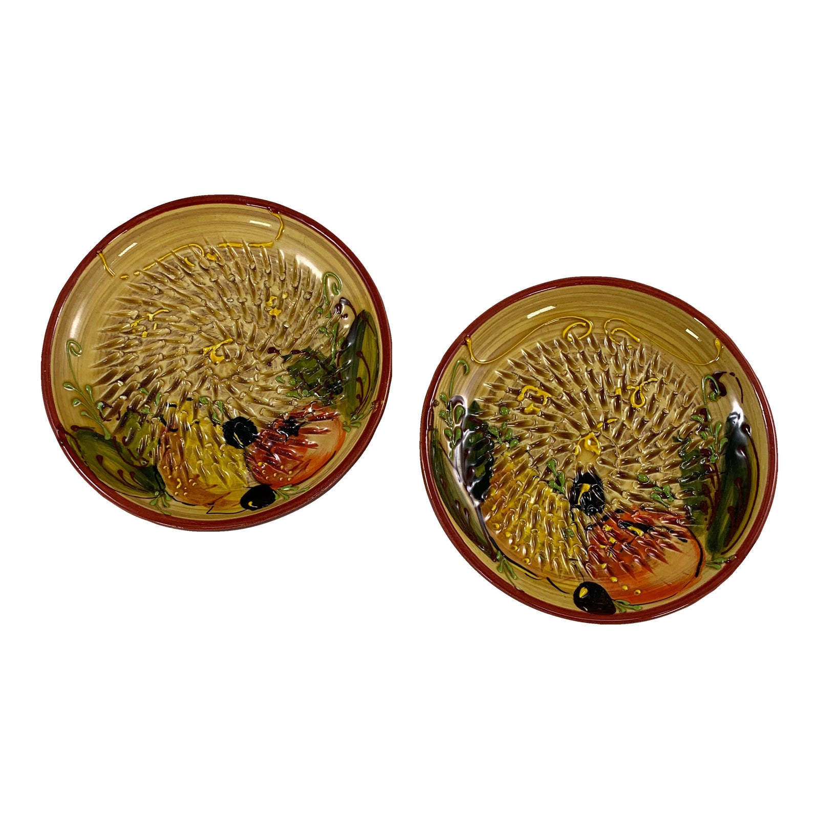 1990s Ceramica De Espana Grater Zester Pottery Plates, Signed - Pair of ...