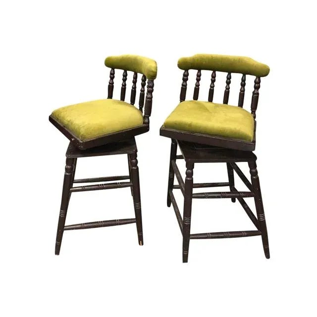 Antique Original Revolving British Colonial Bar Stools - a Pair | Chairish
