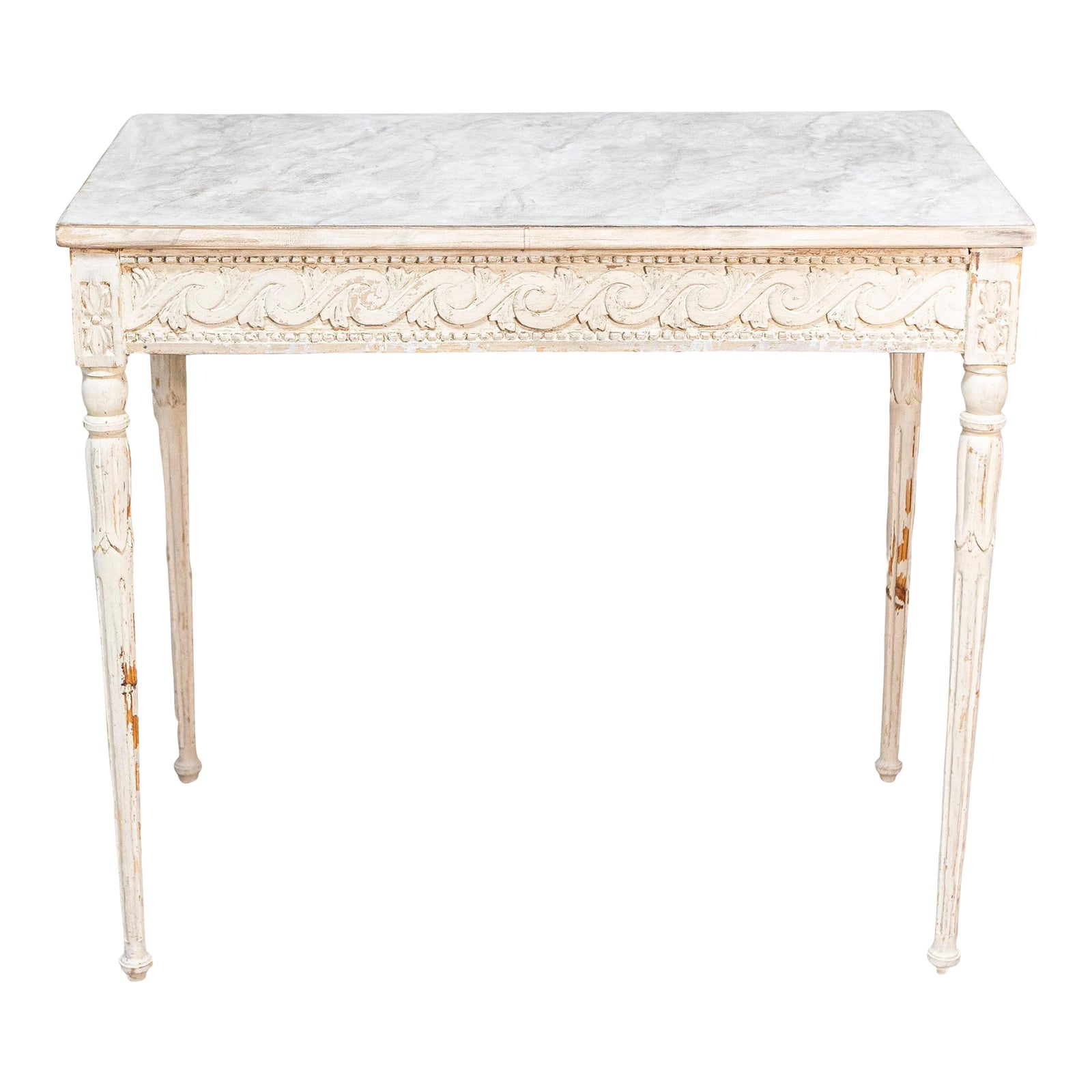 Swedish Gustavian 1800s Painted Console Table with Carved Vitruvian ...