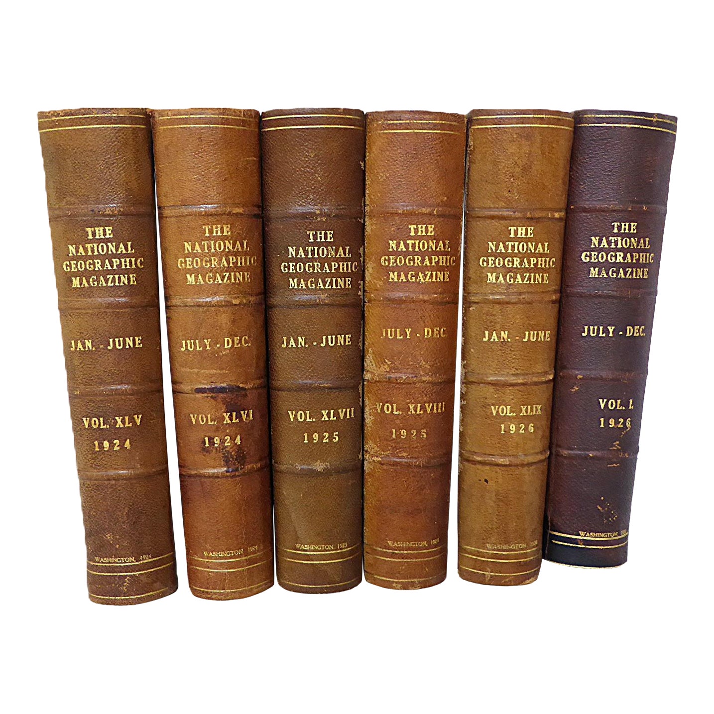 Antique National Geographic Magazines Leather Spine Volumes of 1924 ...