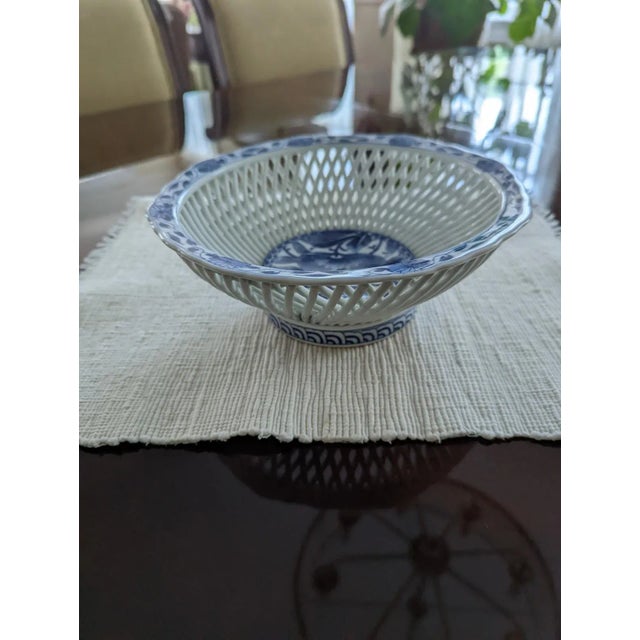 1980s Japanese Open Lattice Porcelain Bowl | Chairish