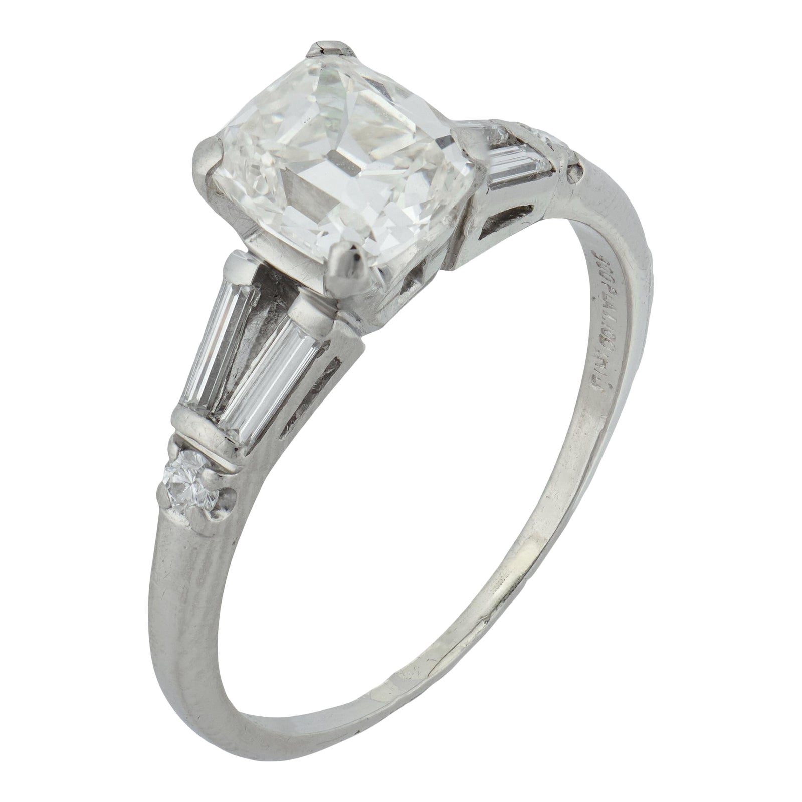 1930s Art Deco Gia 1.50 Carat Old Mine Cut Diamond Platinum Engagement ...