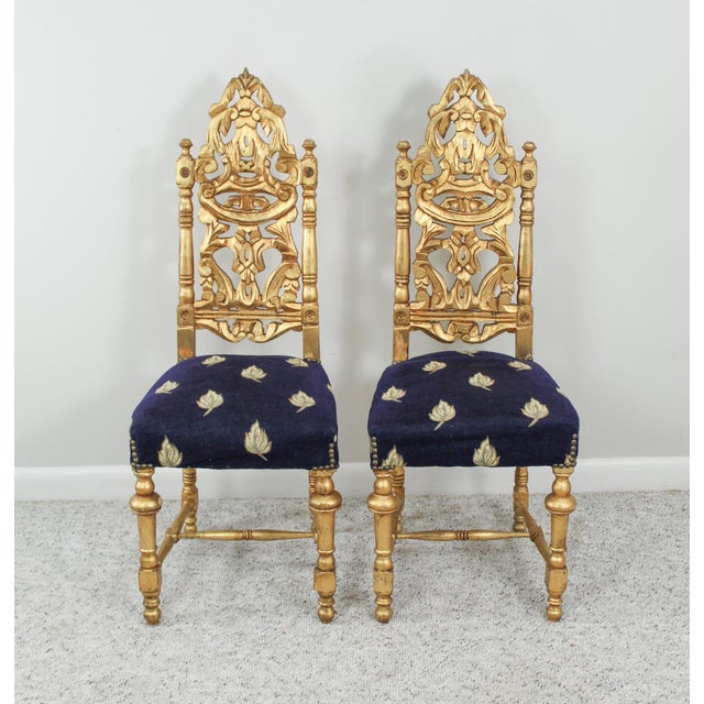1940s Italian Baroque Rococo Style Gilt Wood High Back Side Chairs ...