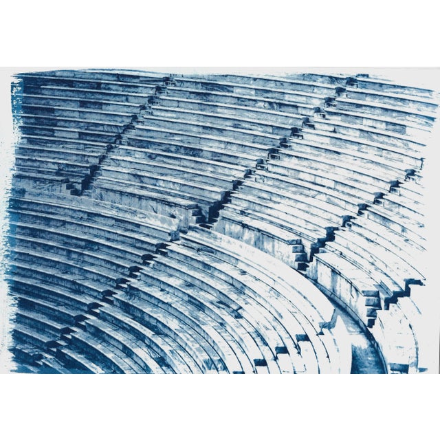 100x70cm, Colossal Greek Marble Amphitheater Blueprint, Cyanotype Hand ...