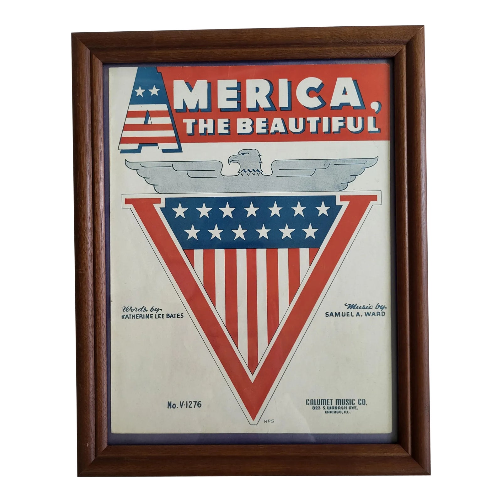 Framed Mid Century America the Beautiful Sheet Music | Chairish