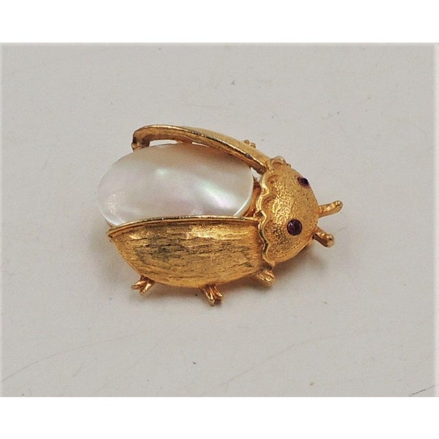 Vintage 1970s Napier Mother-of-Pearl Bug Brooch | Chairish