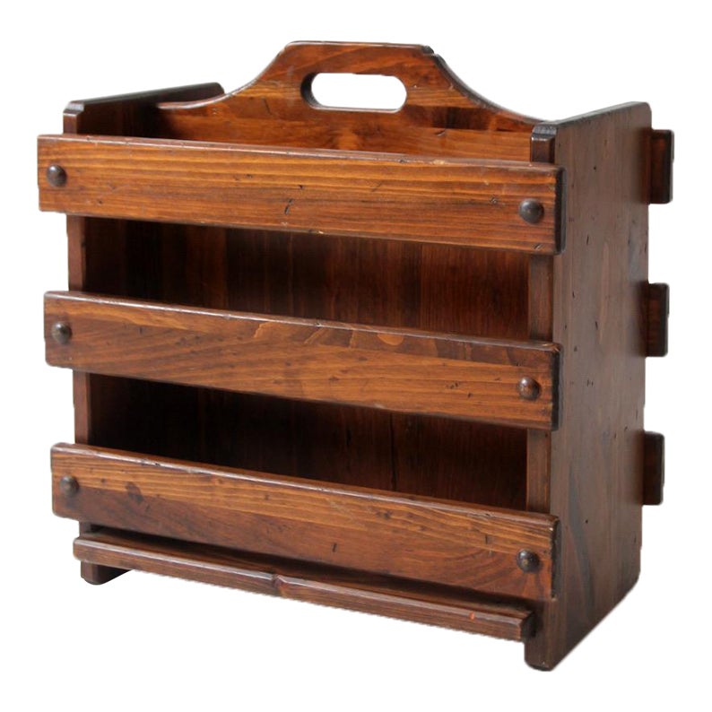 Vintage Wood Magazine Rack | Chairish