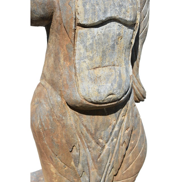 19th Century Solid Stone Figurative Statue | Chairish