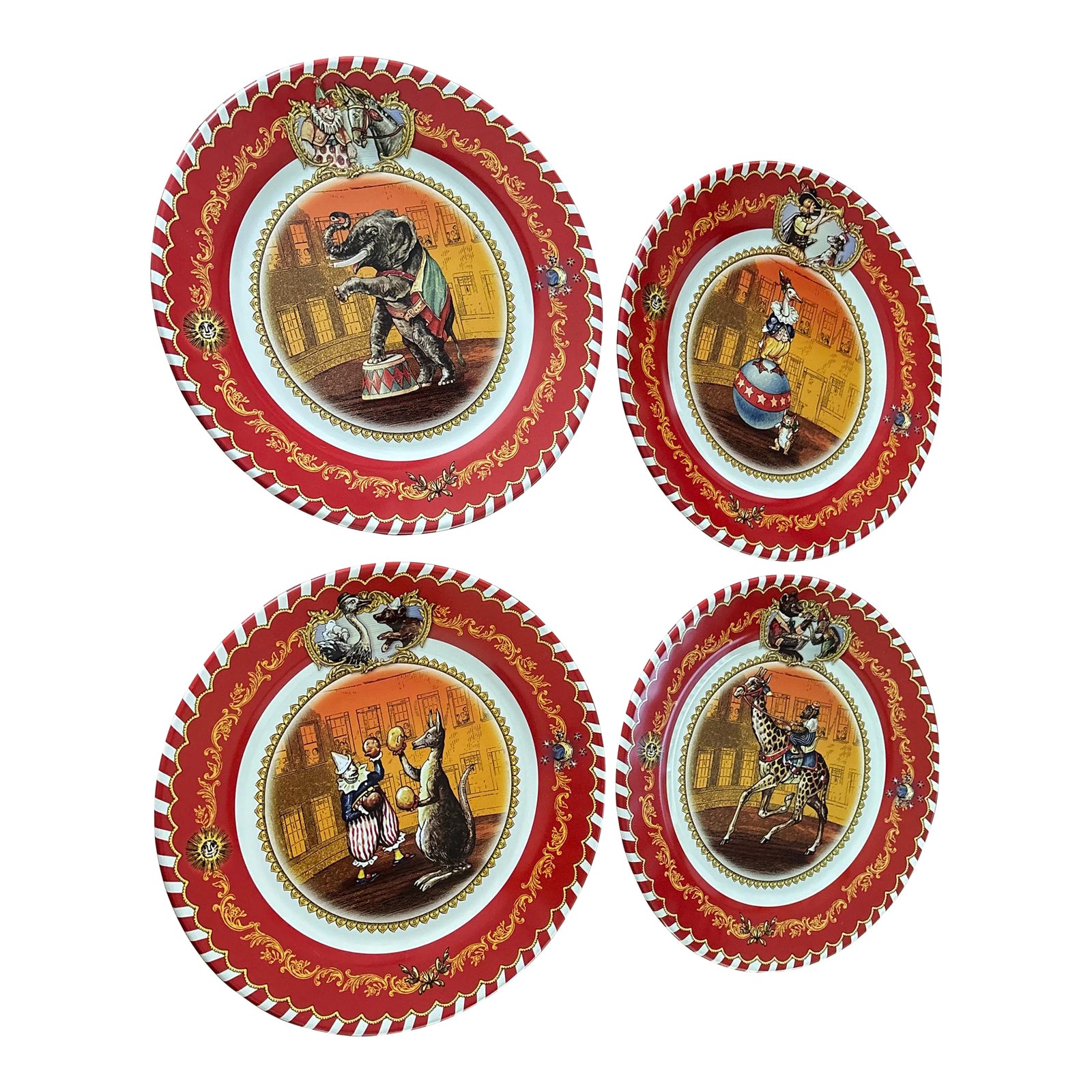 Restoration Hardware Circus Tin Plates- Set of 4 | Chairish