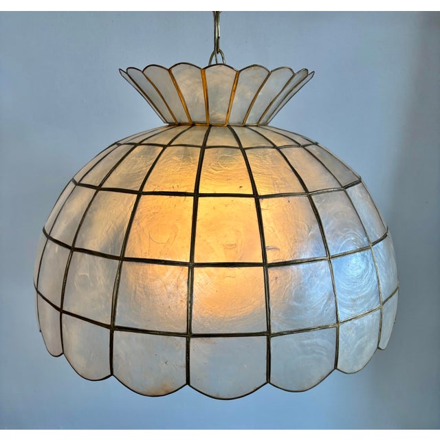 1980s Capiz Shell Hanging Lamp | Chairish