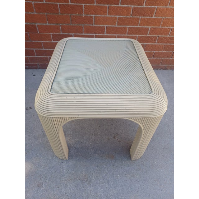 Vintage 1980s Lacquered Pencil Reed Side Table | Chairish