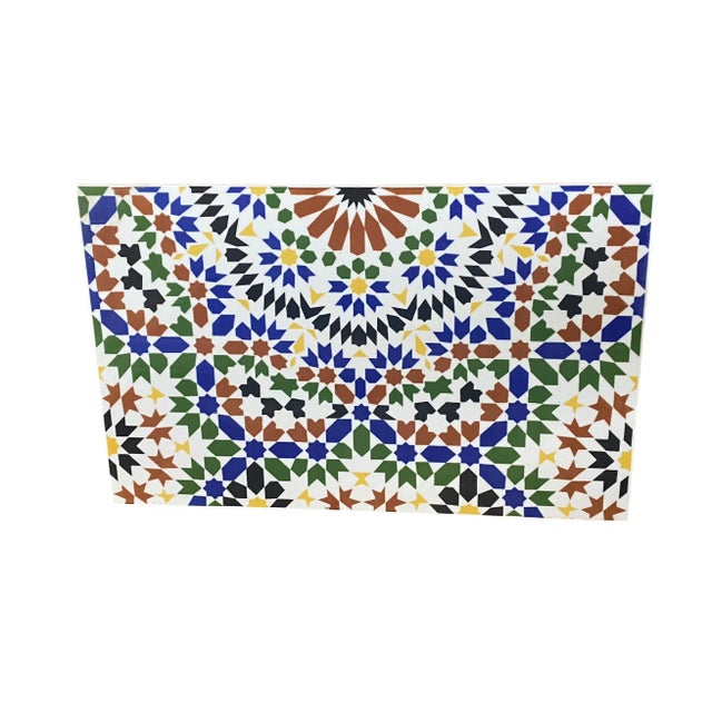Turkish Multicolored Geometric Pattern Ceramic Tile 16" H | Chairish
