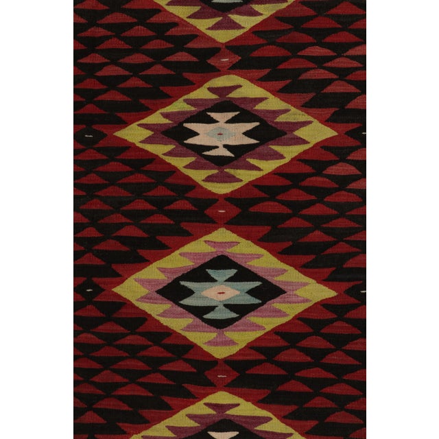 1920s Vintage Macedonian Kilim in Red, Black and Pink Tribal Geometric ...