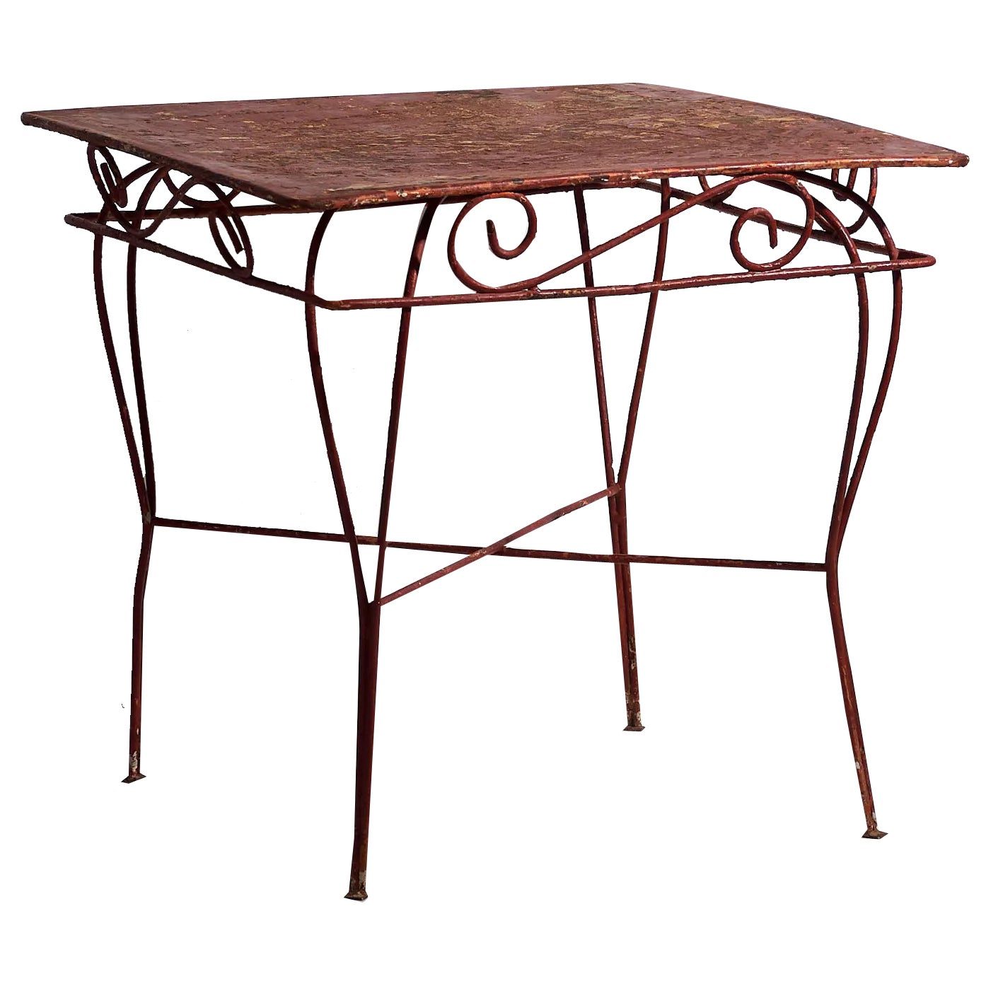 Antique Red Terrace Table, 1920s | Chairish