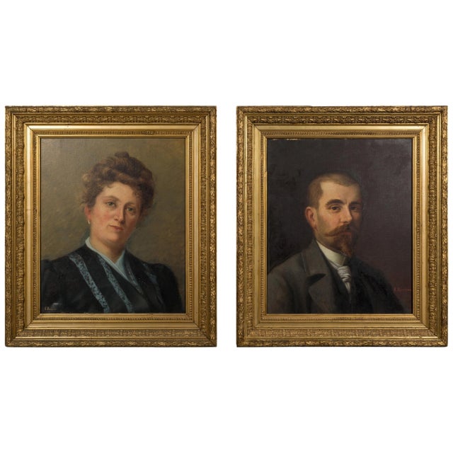 19th Century French Portraits - a Pair | Chairish