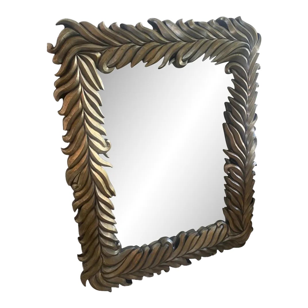 Late 20th Century Monumental Modern Silvered Palm Frond Mirror | Chairish