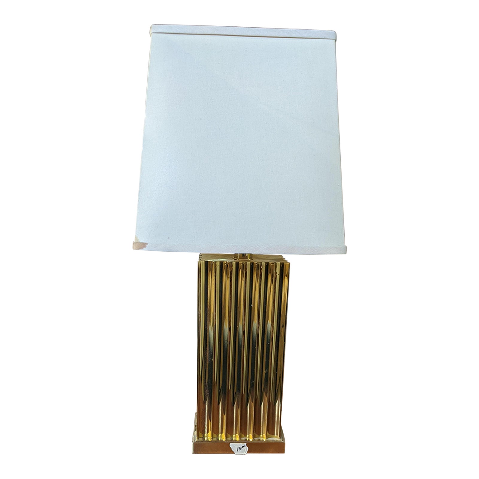 Vintage Retro 80s Brass Wavy Design Table Lamp | Chairish