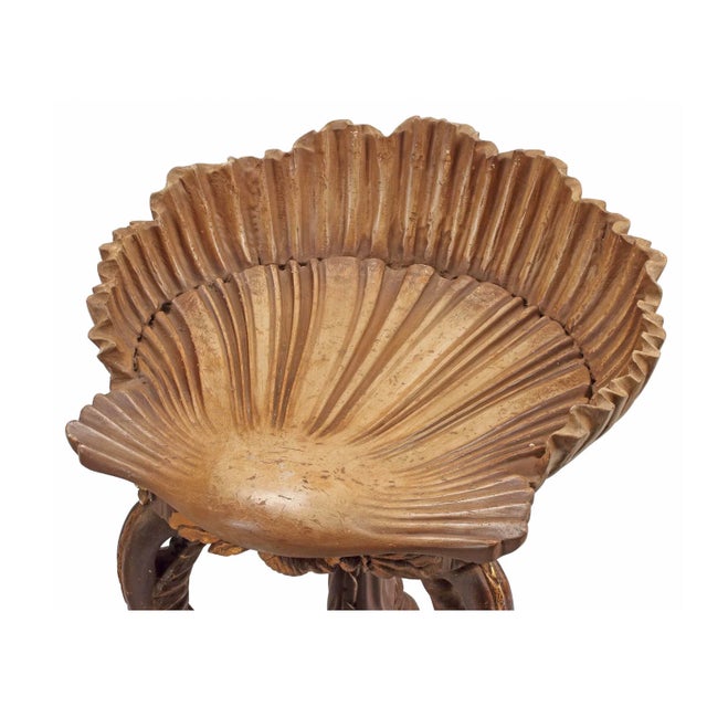 Mid 20th Century Venetian Style Parcel-Gilt Shell Form Carved-Wood ...