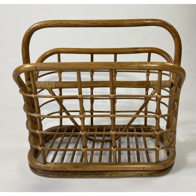 Oversize Rattan Magazine Rack | Chairish