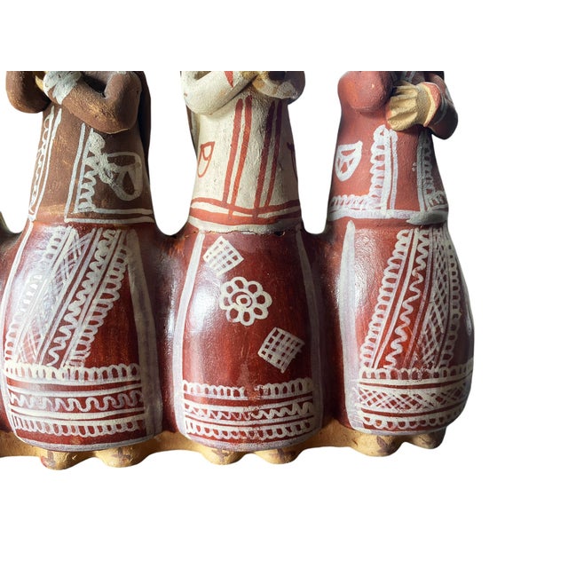 Peruvian Folk Six Women Figures Whistle Terra Cotta Pottery 12" W ...