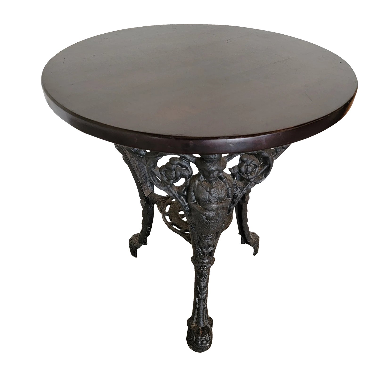 Antique Cast Iron English Pub Table With Thick Wood Top | Chairish