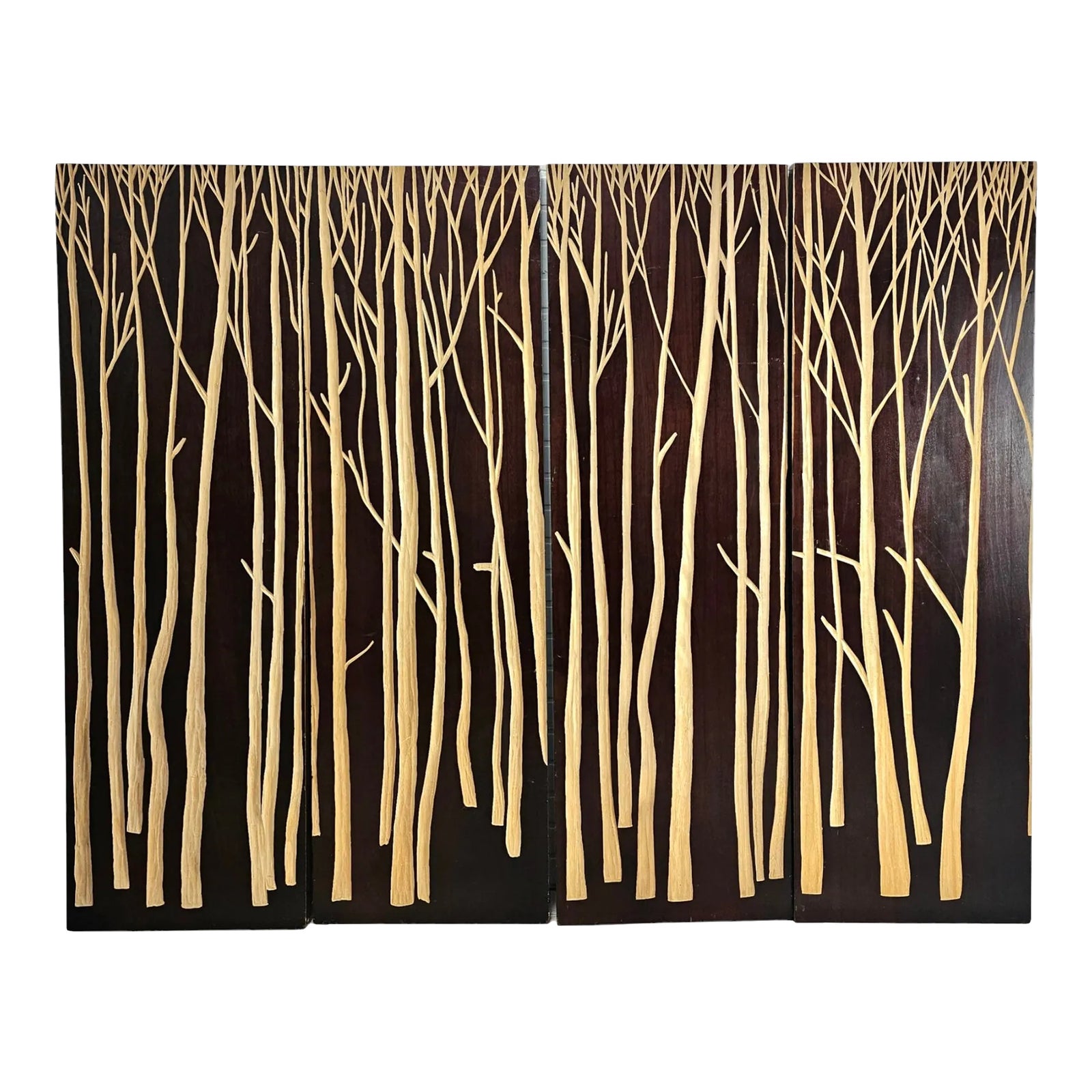 Palechek "Birch Forest" Wall Hanging Panels Set of 4 | Chairish
