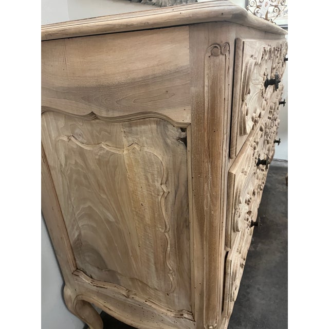 19th Century Carved Bleached French 3 Drawer Chest | Chairish