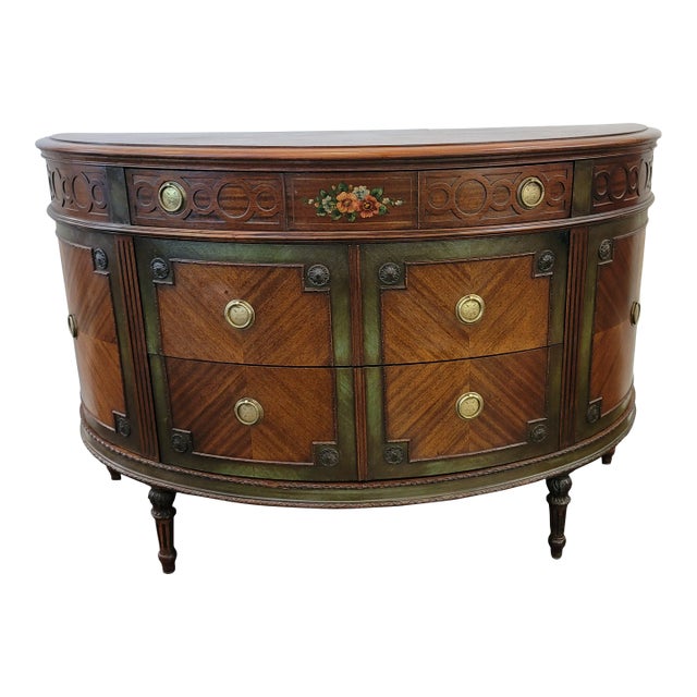 Antique French Demilune Commode Cabinet Louis XVI Style Handpainted ...