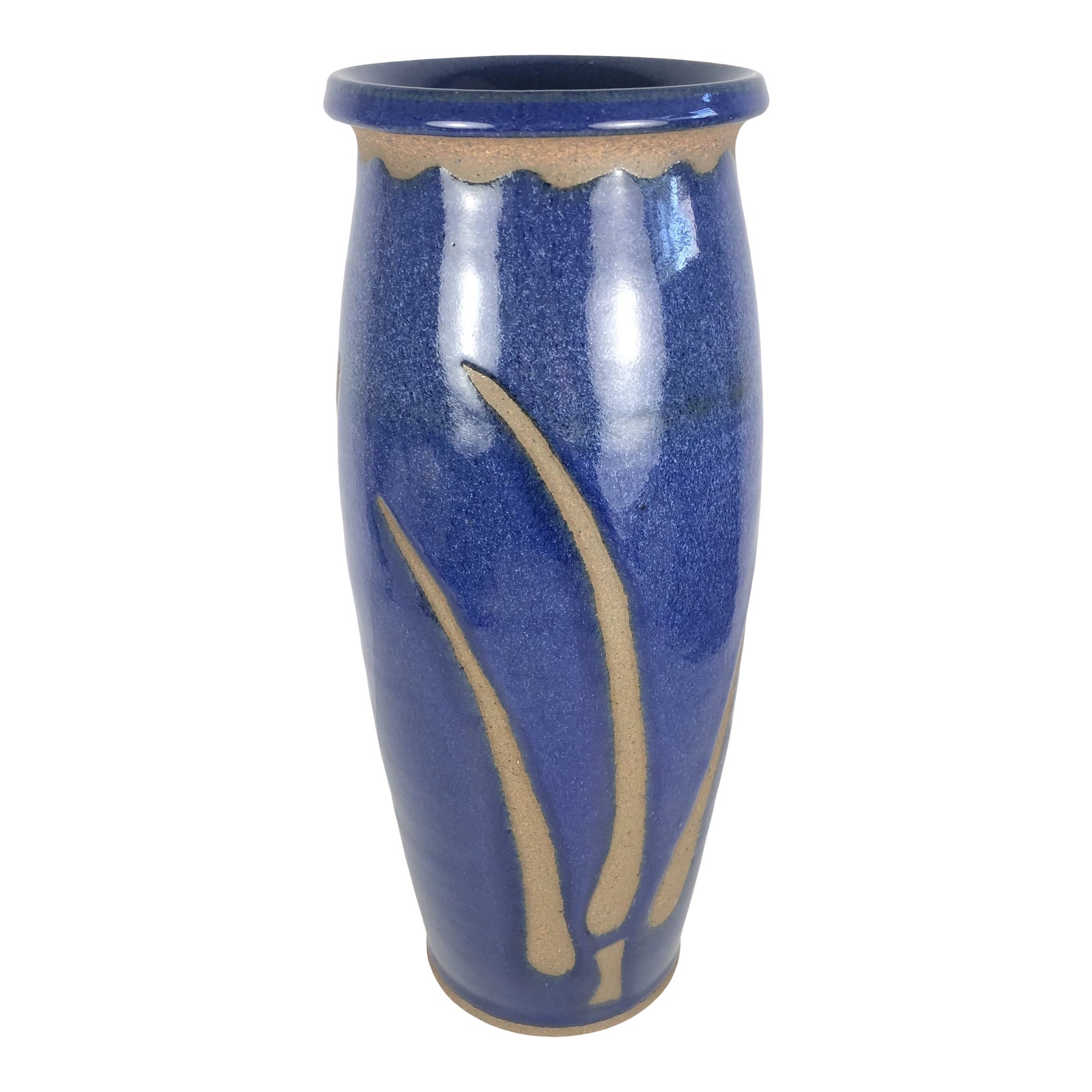 Mid-Century Dr. Harold Mantz Ceramic Pottery Blue Glazed Vase | Chairish