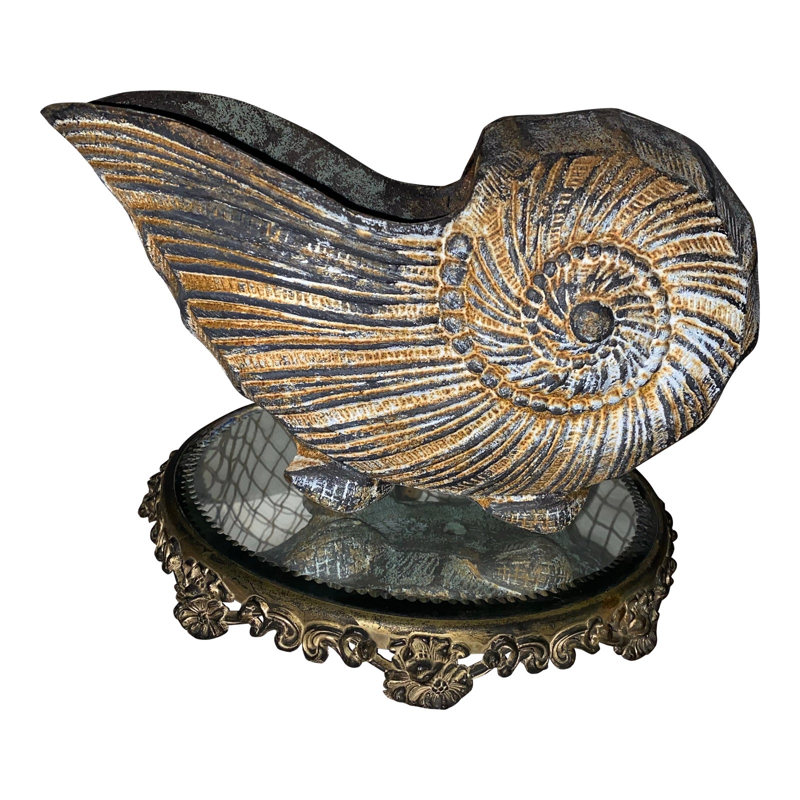 Mid Century Modern Nautilus Shell Planter. | Chairish