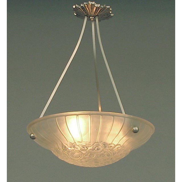 1920s French Art Deco Lighting Bowl With Brushed Nickel Hardware | Chairish