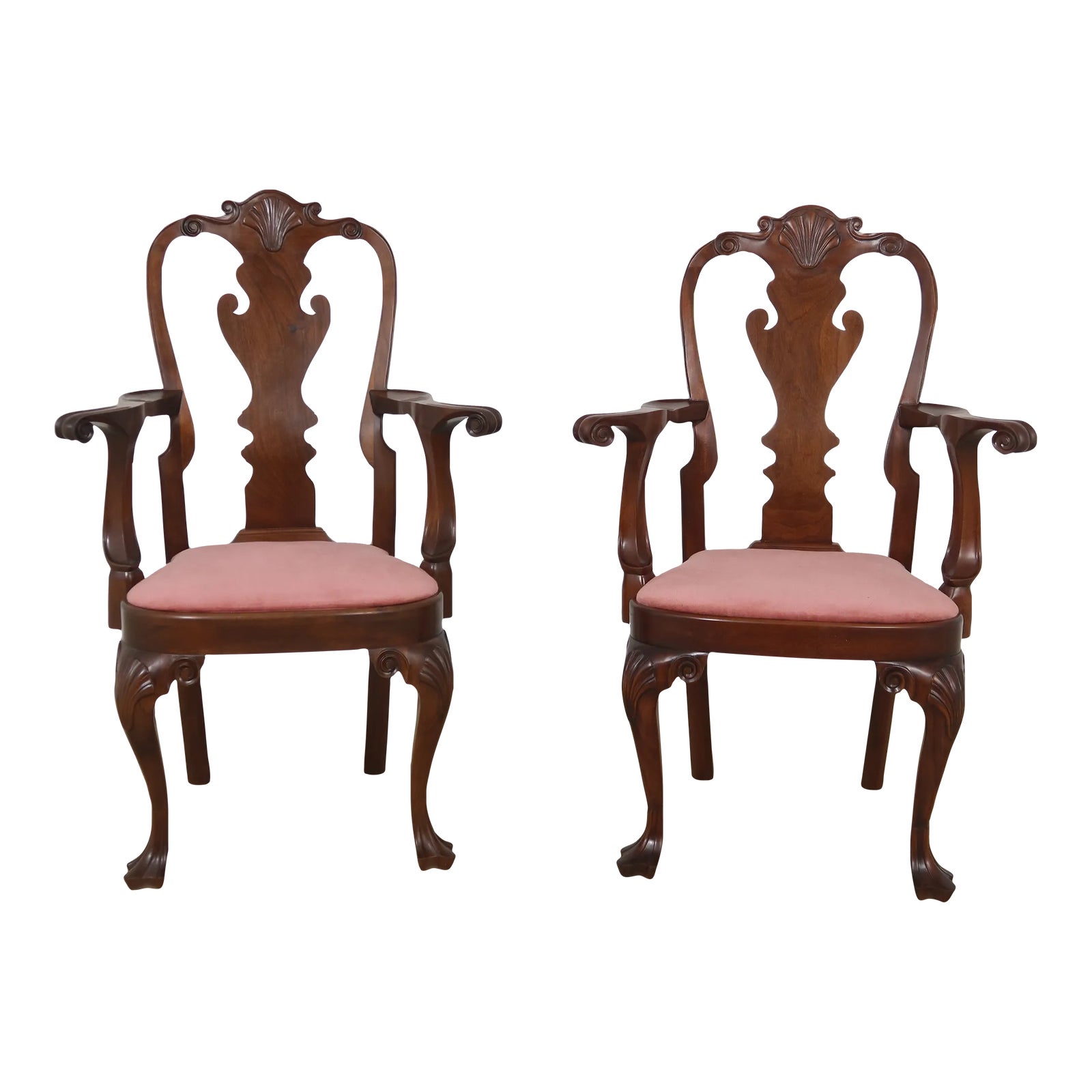 David Knuth Pair Bench Made Mahogany Philadelphia Armchairs | Chairish
