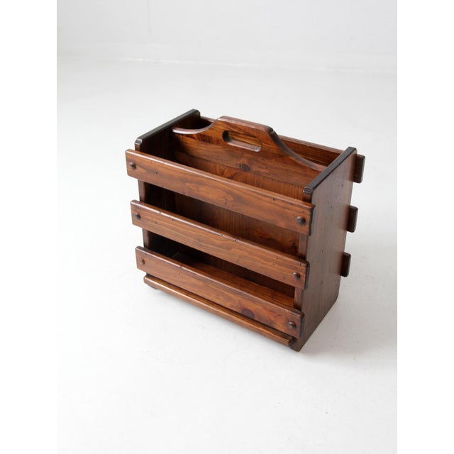 Vintage Wood Magazine Rack | Chairish