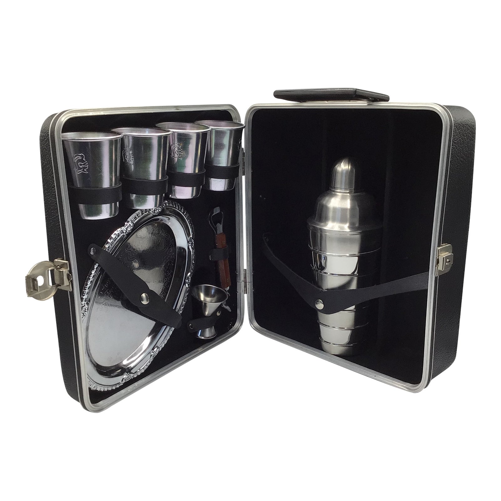 Collins Brothers Black Hard Case Lockable Traveling Bar | Chairish