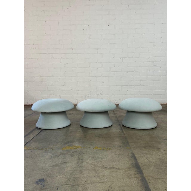 Tapered Mushroom Ottoman in Baby Blue Velvet | Chairish