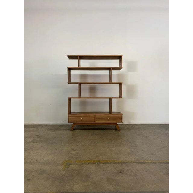 Staggered Bookcase in Walnut - Double Closed | Chairish