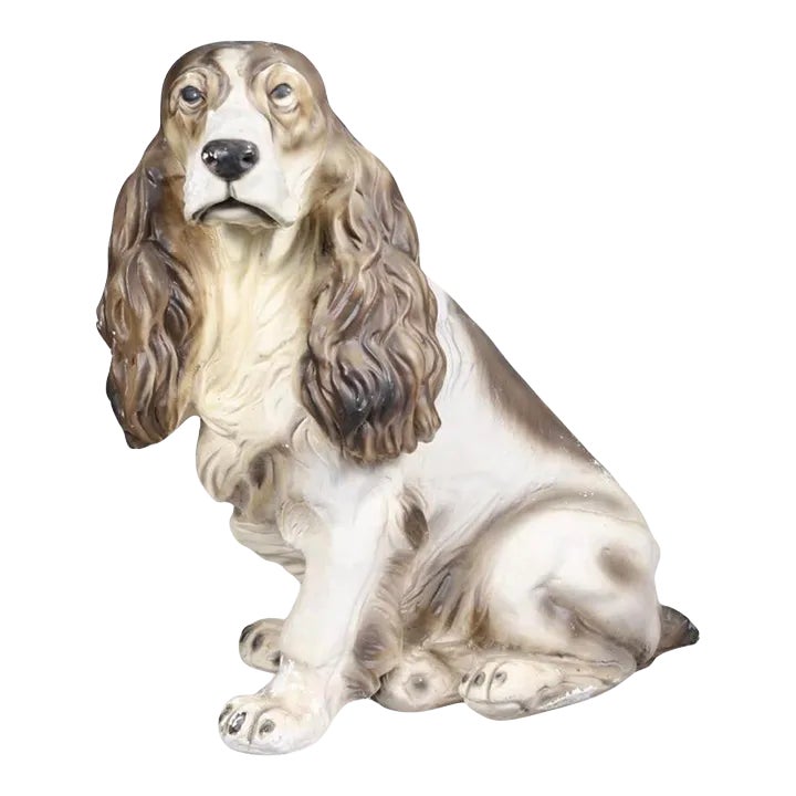 Vintage Life Size Chalkware Spaniel Dog Figure Statue, Unmarked | Chairish